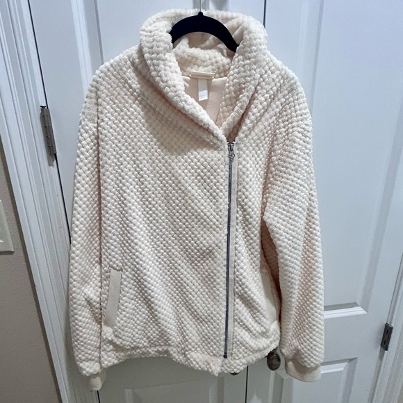 Zella | Jackets & Coats | Zella Cream Textured Fleece Jacket | Poshmark